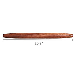 Muso Wood Sapele Wooden French Rolling Pin for Baking, Tapered Roller for Fondant, Pie Crust, Cookie, Pastry (French 15-3/4inch)
