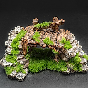 IESUTA Aquarium Decor Resin Moss Bridge Fish Play Cave Decor for Fish Tank Aquarium Ornament