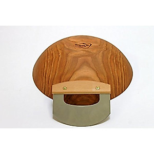 Cherry Wood Chopping Bowl Set - 12 Inch Cherry Bowl & Mezzaluna (Ulu) Knife - Holland Bowl Mill