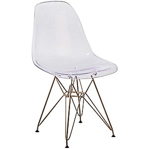 Flash Furniture Elon Series Ghost Chair with Gold Metal Base