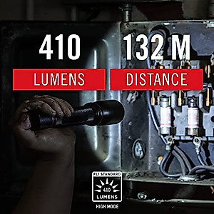 COAST HX5 410 Lumen LED Flashlight, Pure Beam Focusing, Slide Focus, Pocket Clip, Weatherproof, Pocket Sized, Battery Included, Black.