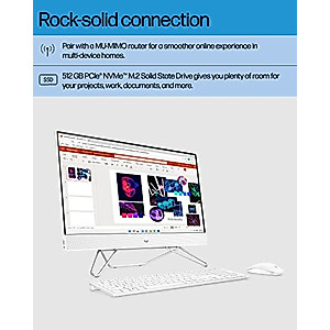 HP All-in-One Bundle PC, 23.8" Full HDMicro-Edge Touchscreen Display, 12thGeneration Intel® Core™ i7Processor, Intel® Iris® Xe Graphics, 16 GBSDRAM, 512 GB SSD,Windows11 HomeOS, Wi-Fi(24-CB1180, 2022)