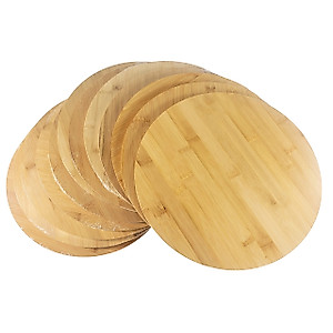 (Set of 12) 12" Round Bulk Plain Bamboo Cheese, Cutting Board | For Customized, Personalized Engraving Purpose | Wholesale Premium Bamboo Board