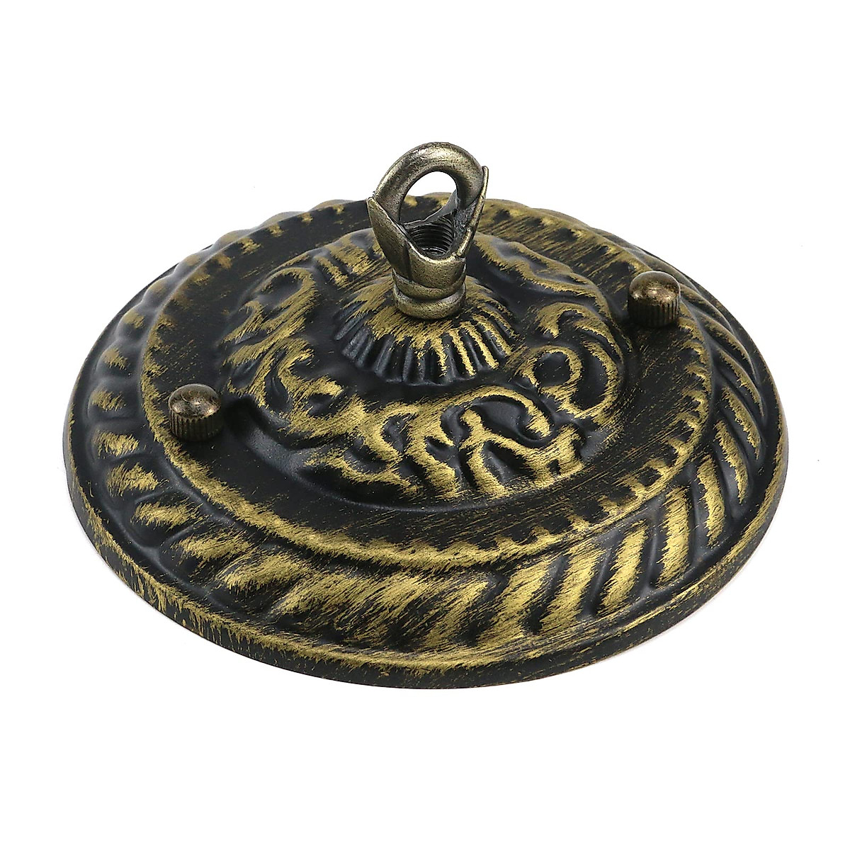 Tighall Ceiling Lighting Plate Lamp Base Ceiling Light Cover Pendant Light Plate with Embossed Pattern Chandelier Accessories with Screw(Vintage Gold)