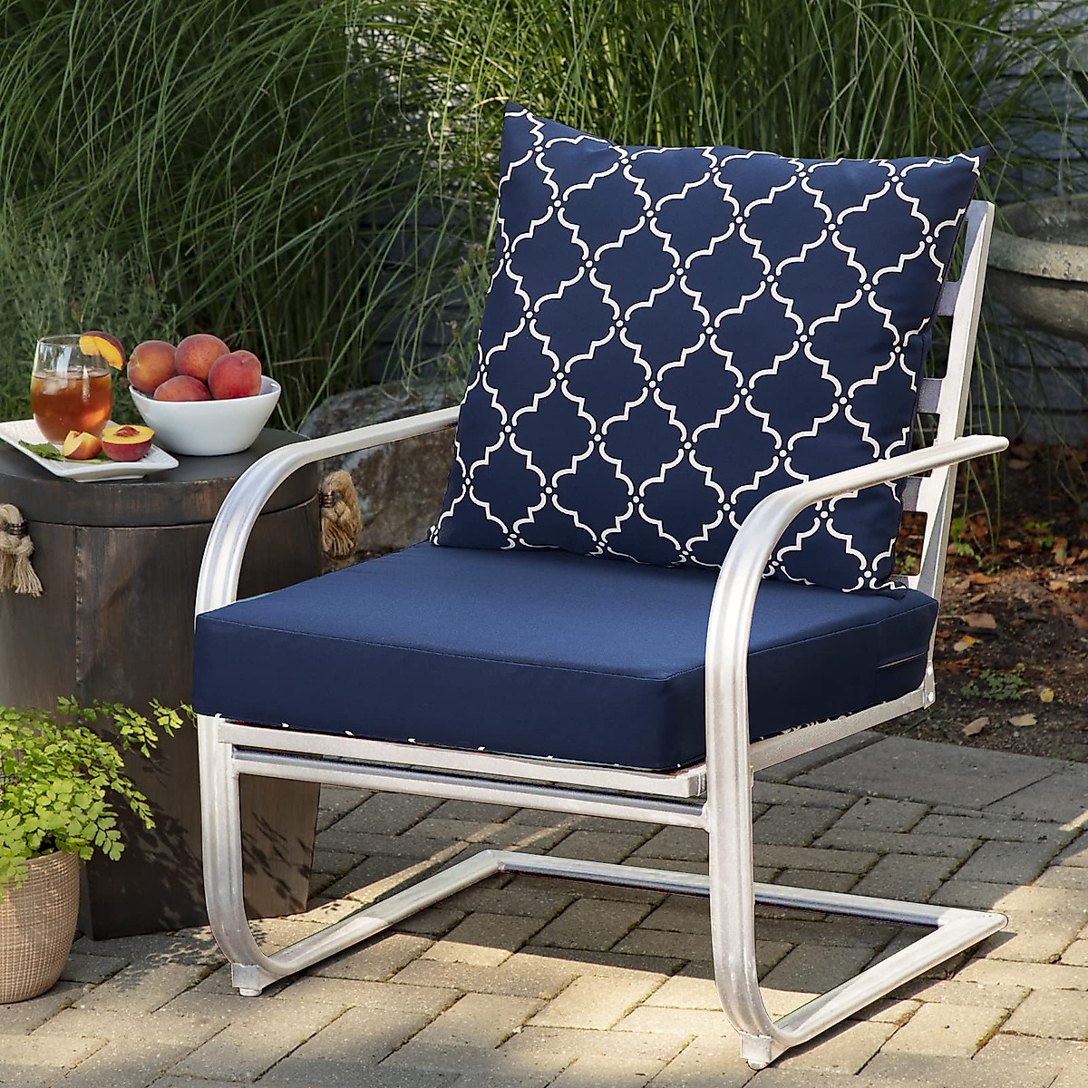 Nigoone Outdoor Cushions Set for Patio Furniture, 24×24 Deep Seat and Back Cushions, Replacement Patio Chair Cushions with All Weather Removable Cover, 2-Piece,Navy Blue