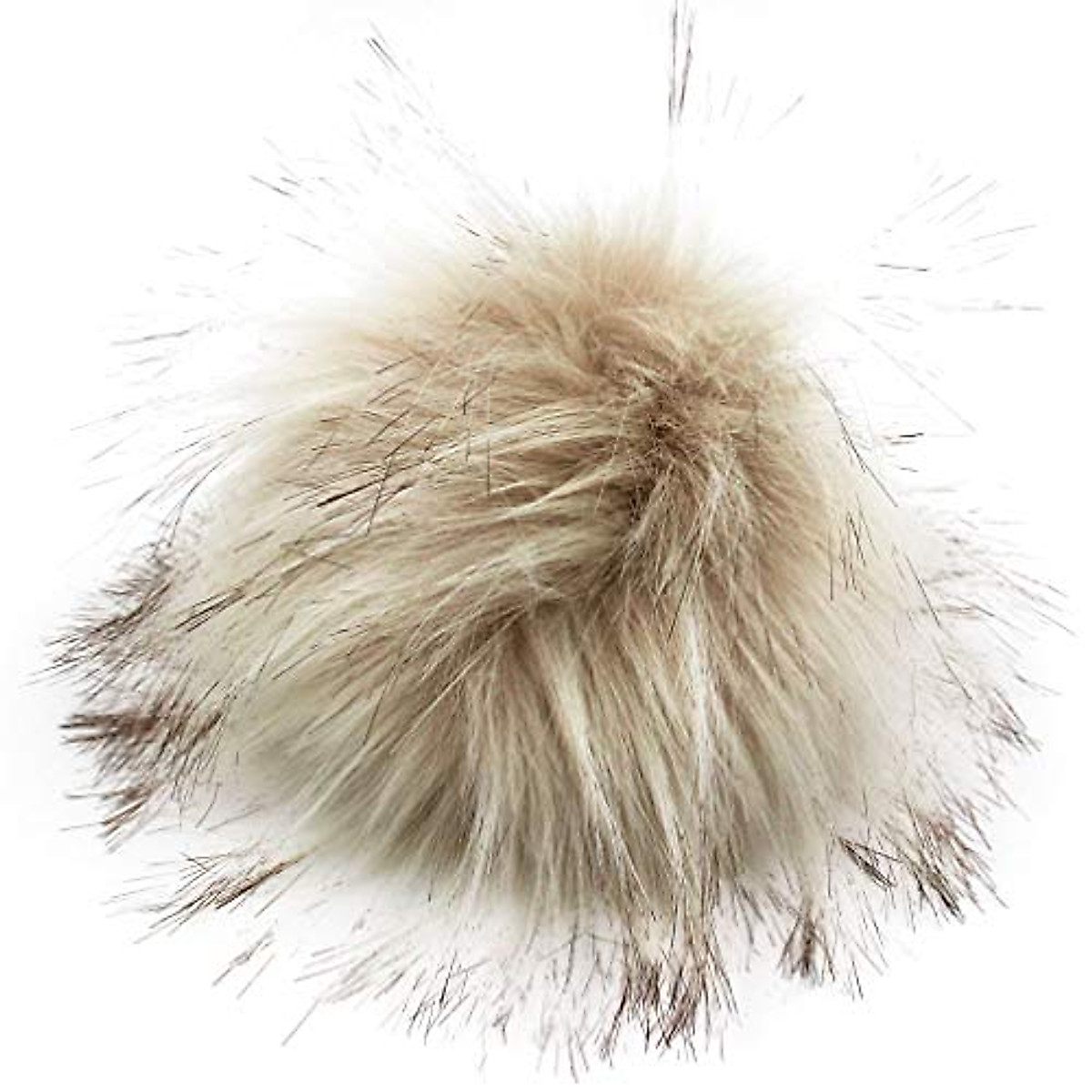 Pack of 12 Large Faux Raccoon Fur Pompoms Ball for Knitting Beanie Hats DIY with Press Snap Buttons 5in (Beige)