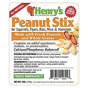 Henry's Peanut Stix - The Only Hamster and Squirrel Treat Baked Fresh to Order, 4 Ounces