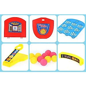 Toxz Child's Desktop Ejection Basketball Mini Football Hockey Golf Shooting Finger Game,Double Function,Exercise Hands-on Ability for Kids