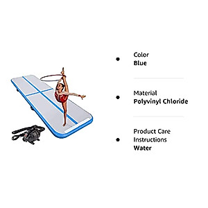 10ft/13ft/16ft/20ft/23ft/26ft Inflatable Gymnastics Mat Tumbling Mat Air Track Floor Mats with Electric Air Pump for Home Use/Training/Cheerleading/Beach/Park and Water (Blue, 16ftX3.3ftX4inch)