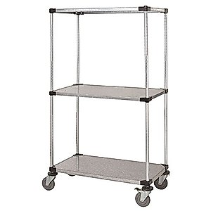 Omega 24" Deep x 72" Wide x 80" High 3 Tier Solid Galvanized Mobile Shelving Unit with 1200 lb Capacity