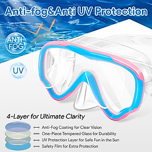 Vvinca Kids Goggles with Nose Cover Snorkel Diving Mask Swim Goggles for Kids Youth 3-15,No-Leak Anti Fog Full Rim Clear View