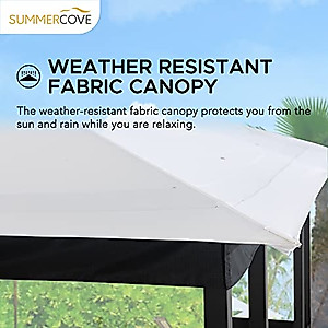 SummerCove Brook Park Outdoor Patio Steel Frame 11 x 13 ft. 2-Tier Soft Top Gazebo with White Canopy Roof for Garden, Backyard, and Lawn Activities