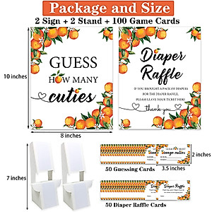 50 Little Cutie Orange Diaper Raffle Tickets and 1 Sign Baby Shower Games Orange Theme Guess How Many Cuties Sign with 50 Cards Orange Baby Shower Candy Guessing Game