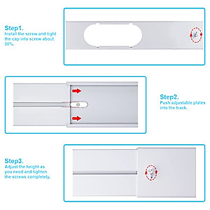 Portable Air Conditioner Window Kit, Adjustable Window Vent Kit Seal Plates with 5.9” Exhaust Hose Duck Coupler for A/C Replacement Window Sliding Set