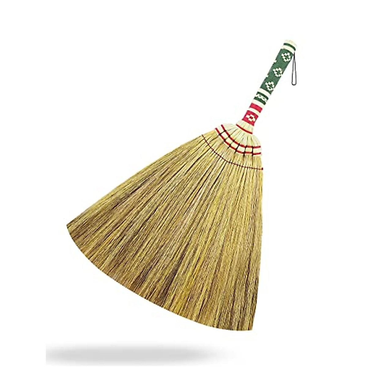 Natural Grass Asian,Brush Broom, Whisk Broom, Brush Wooden Handmade, Handle Bamboo, L16 in x 12in (Turquoise)