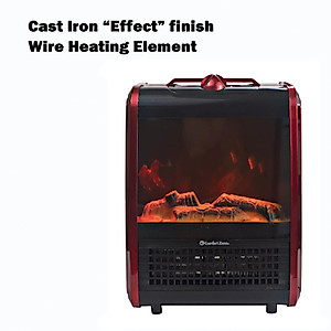 Flame Effect Mini-Fireplace Heater, Red