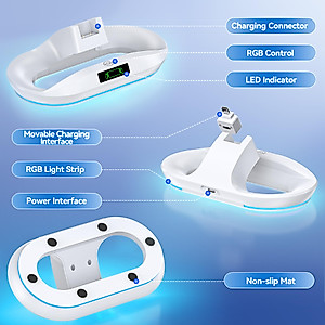 Charging Stand for PS Portal Remote Player, PS Portable Charging Dock with Light Modes, PS Portal Stand Charger, Portal Dock Station with Magnetic Connector, PS Portable Holder Charging Base, White