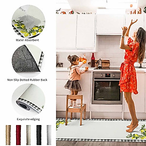 Lemon Kitchen Mats and Rugs Set, 2 Pcs Kitchen Mats for Floor, Non slip Kitchen Mat Waterproof Machine Washable Kitchen Rugs, Home Decor for Kitchen, Office, Laundry (19.7x31.5in+19.7x63in)