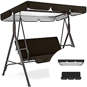 BTURYT Waterproof Garden Seater Sun Shade Porch Hammock Patio Swing Cover,Outdoor Swing Canopy Replacement Cover & Swing Cushion Cover-(top Cover + Chair Cover)