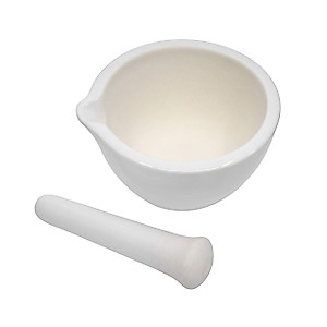 EISCO Porcelain Mortar & Pestle Set, 9oz (275ml) - Unglazed Grinding Surface - Excellent for Kitchen or Laboratory - Grinds Powdered Chemicals, Herbs & Spices - Pill Crusher - White
