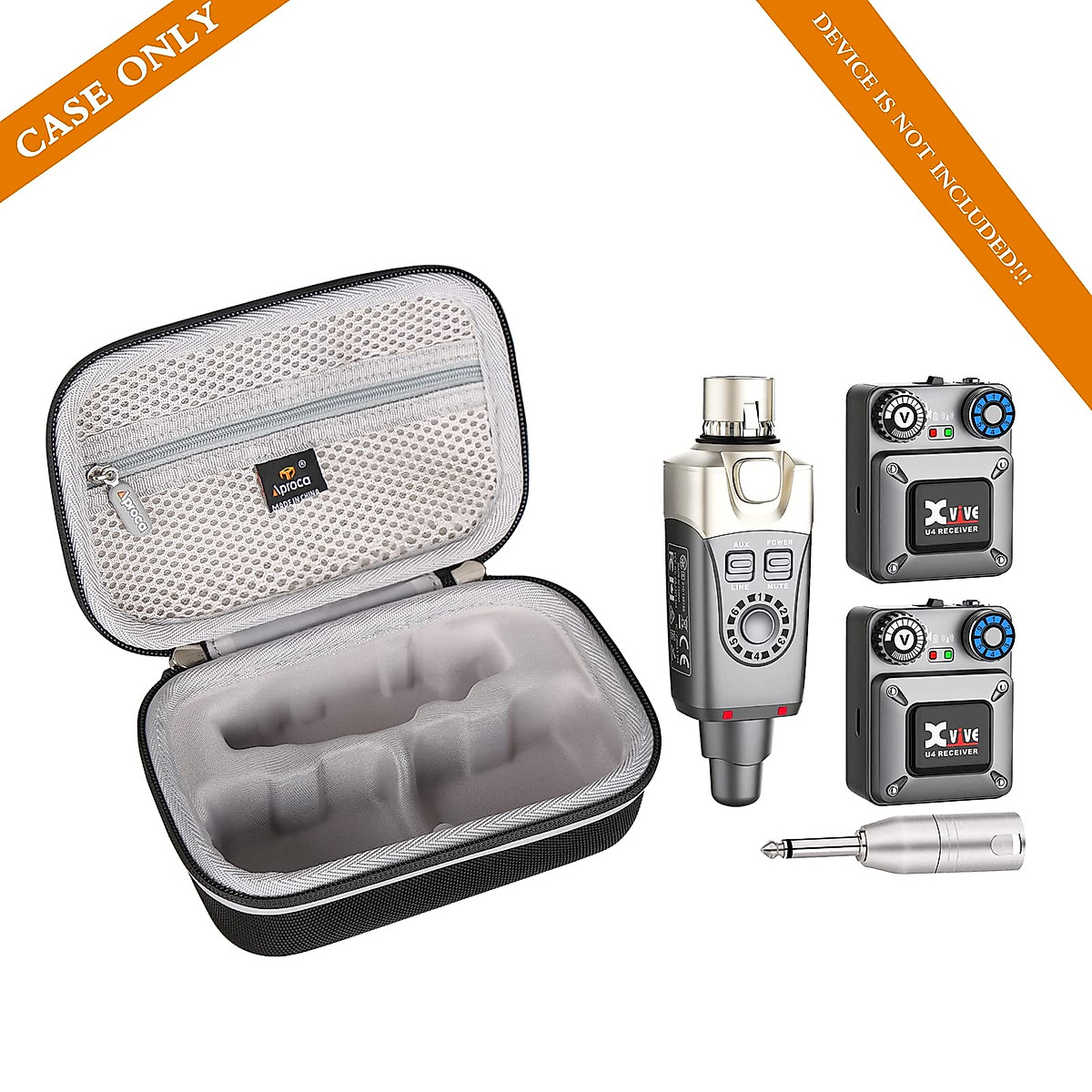 Aproca Hard Travel Storage Case, for Xvive U4R2 Wireless in-Ear Monitor System Transmitter and 2 Receiver