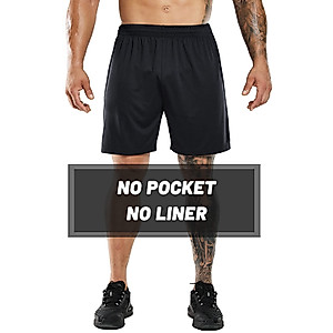 MIER Men's Quick-Dry Athletic/Soccer/Basketball Shorts Without Pockets No Liner Running Workout Training Active Shorts, Black, XL