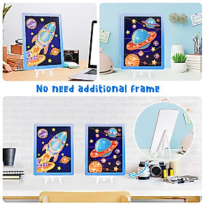 ForPeak Diamond Art for Kids, Arts and Crafts for Kids Ages 8-12, Mosaic Full Drill Gem Art Paint by Numbers, Animal 5D Diamond Painting Kits for Kids DIY for Kids Gift 6" X 6" 4 Pieces (Space)