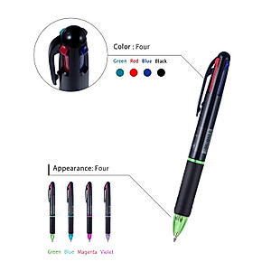 favide 4 Pack 0.7mm 4-in-1 Multicolor Ballpoint Pen，4-Color Retractable Ballpoint Pens for Office School Supplies Students Children Gift