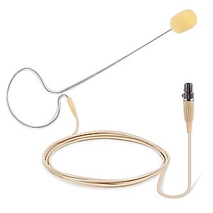 PYLE-PRO On-Ear Audio Condenser Microphone - Portable Omnidirectional Wired Headset Condenser Mic With 4 Pin Mini XLR Cable and Windscreen - Works with Shure System - PMEMS10 (Skin Tone), Beige