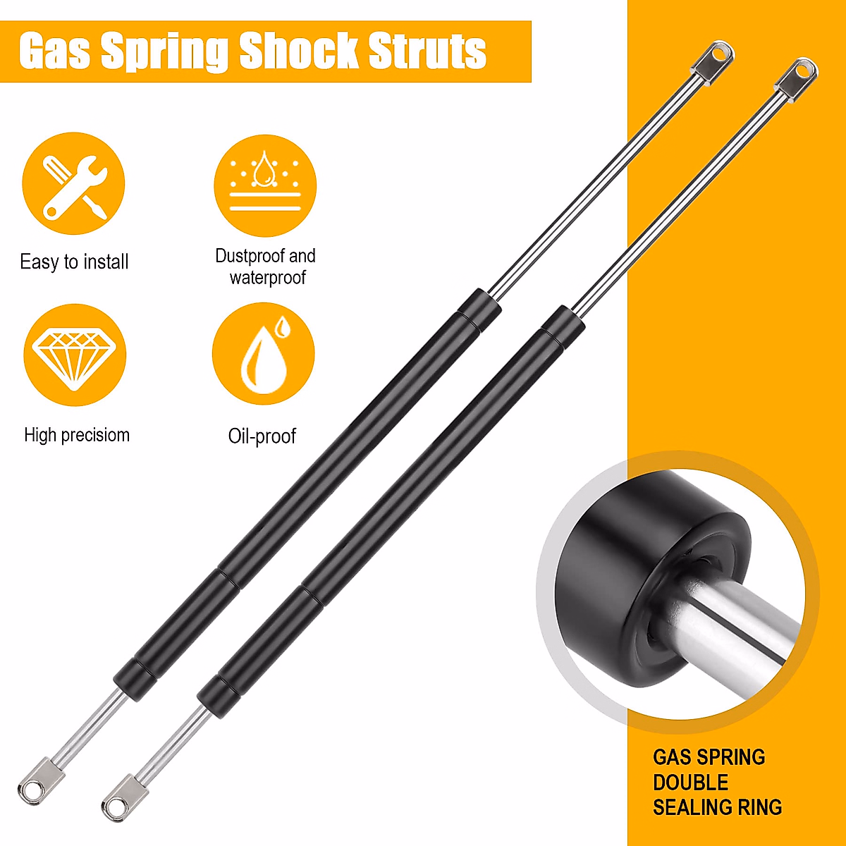 2 Pcs Gas Struts 24 Inch 150 lbs Prop Shock Lift Springs Rod Struts Dual Stroke Heavy Duty for Heavy-Duty Floor Hatch Truck Tonneau Cover Lift Supports Window Lift Support