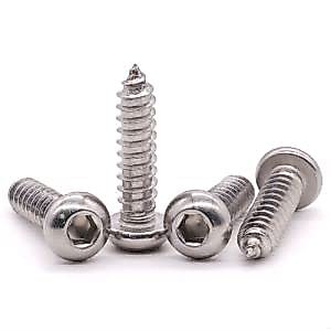 M4 x 20mm Button Head Socket Cap Self Tapping Screws, 304 Stainless Steel 18-8 Wood Screws, Full Coarse Thread Sheet Metal Screws, Pack of 50