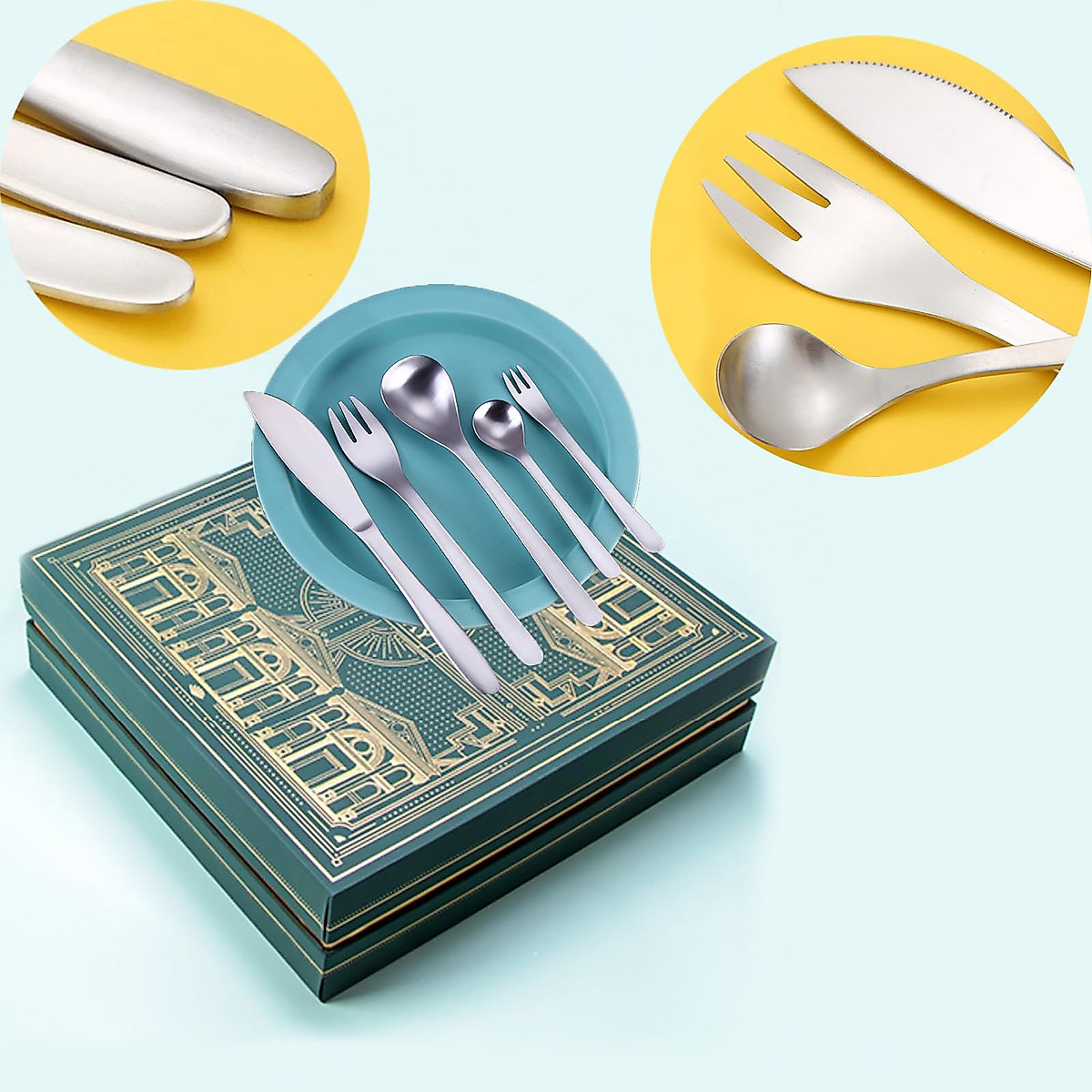 Thomaso 30 Piece Round Handle Cutlery Silverware Sets,1810 Stainless Steel Flatwares for 6,Silver Forks and Spoons Silverware Set,Unique Thicken Handle Utensil Set,Dishwasher Safe