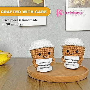 Krinisou Emotioanal Crochet Support Coffee Espresso, Positive Coffee Lovers Gift Ideas for Women Men, Coffee Themed Birthday Gift for Boyfriend Girlfriend Him Her