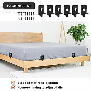 VANROUG 6PCS Non Slip Mattress Gaskets,Mattress Retainer Bar Keep Mattress Stopper from Sliding Slide Stopper to Prevent Sliding Holder in Place Gripper,Mattress Slide Stopper,Mattress Slide Stopper