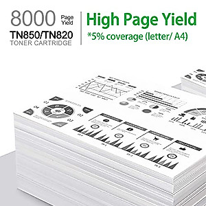 GREENCYCLE Compatible Toner Cartridge Replacement for Brother TN850 TN 850 TN820 TN 820 Work with HL-L6200DW HL-L6200DWT MFC-L5850DW MFC-L5900DW HL-L5200DW Series Printers (Black, 2 Pack)