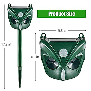 Ultrasonic Animal Repeller Outdoor Waterproof Solar Animal Deterrent with Motion Sensor and Flashing Lights, Farm Garden Yard Repellent for Cat Rodent Squirrel Dog Rabbit Raccoon Skunk Fox Deer etc