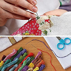 Stamped Cross Kits for Adults Beginner,Tulip Flower Landscape,DIY Designs Cross-Stitch Easy Supplies Needlework,Needlepoint Embroidery Gift for Home Decor 16x20 inch