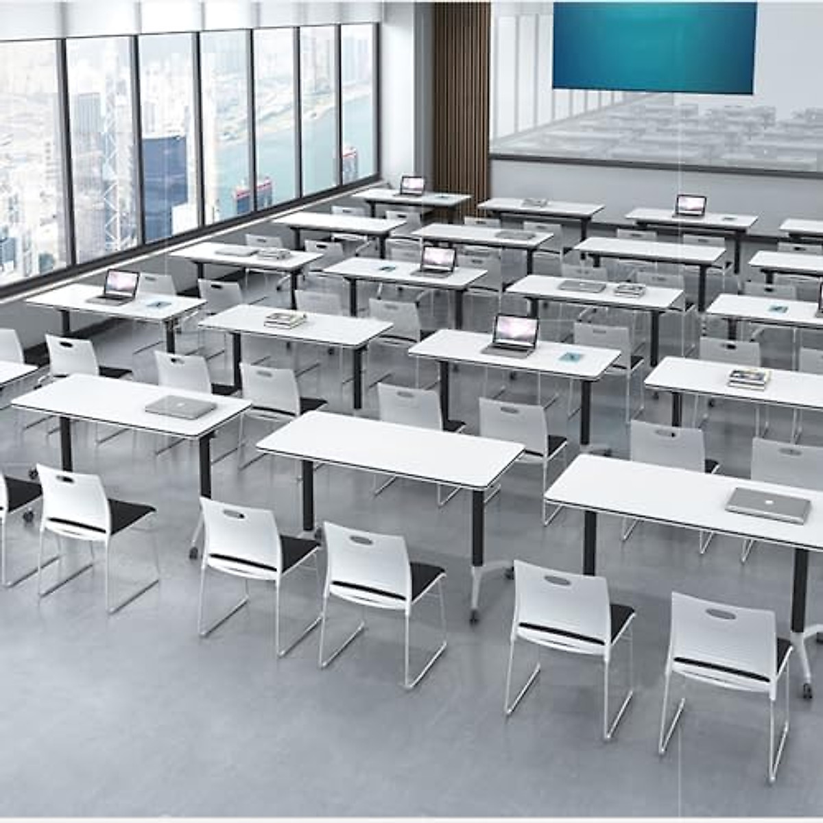 3pcs Foldable Conference Tables, Flip Top Mobile Training Table with Modesty and Lockable Wheels,Quickly Change from Horizontal to Vertical (Color : C, Size : 120 * 40 * 75cm)