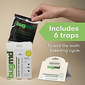 BugMD Pantry Pest Patrol (6 Count) - Moth Traps for Kitchen, Pantry Moth Trap, Bug Trap, Moth Traps for House Pantry, Get Rid of Pantry Moth, Kitchen Moth Trap Killer