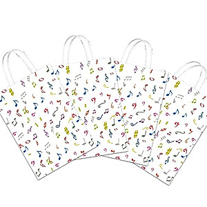 HABDJILTY 16 Pcs Colorful Music Notes Gift Bags,Musical Party Favor Bags for Music Theme Birthday Party Baby Shower Music Theme Party Supplies