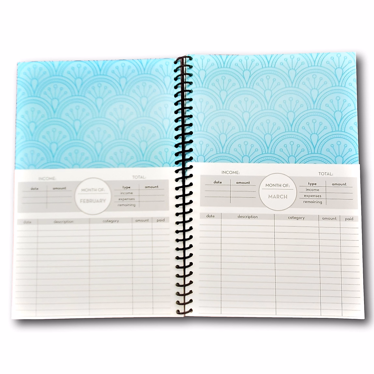 Dolgencorp Home Finance & Bill Organizer with Pockets (Dark Blue Scallops), 7 inches X 10 inches