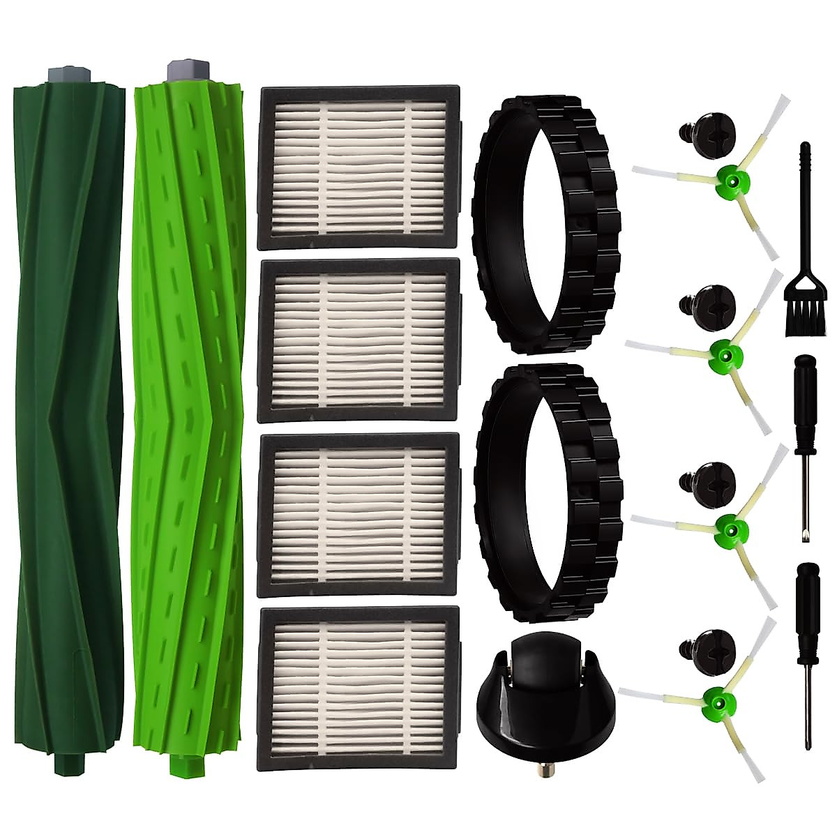 iParto Replacement Parts Accessories for iRobot Roomba I&E&J Series i3 i4 i6 i6+ i7 i7+ i8 E5 E6 E7 j7 j7+ 7550 3550 3150 5150 6198 Tires Caster Wheel Side Brush Main Roller Brush Filter with Tools