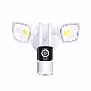 COOAU Floodlight Security Cameras Outdoor - 2K Wired Flood Light Camera for Home with Smart Motion Sensor, Wiring 2600 Lumens Door Spotlight, AI Cam, Color Night Vision, 2 Way Audio, Works with Alexa