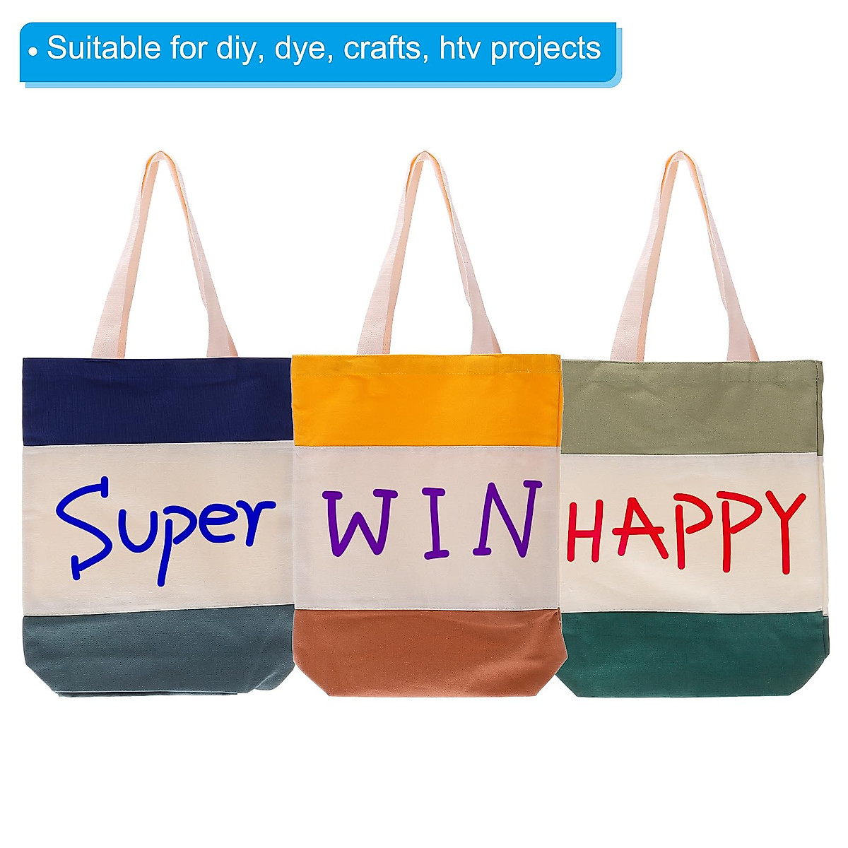 PATIKIL Canvas Tote Bag, 1Pcs Canvas Bag with Handles Sturdy Reusable Tote Bag Blank Embroidery DIY for Personalized Shopping Gifts Crafts Vinyl Grocery HTV Dye, Blush/Purple