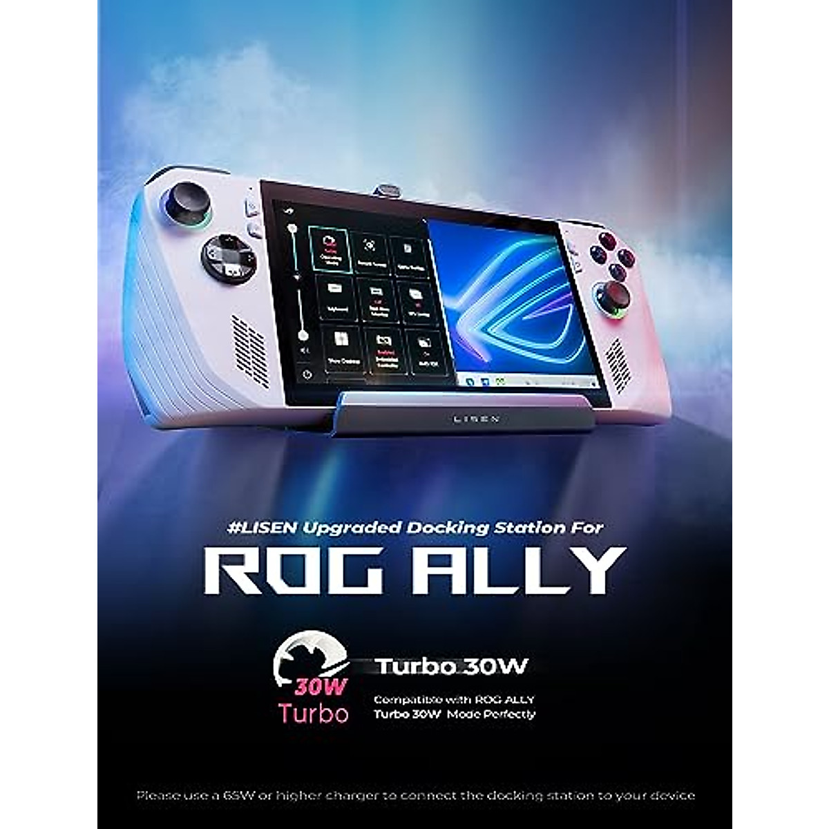 LISEN Docking Station for Asus Rog Ally Turbo 30W Mode & Steam Deck,13-in-1 Steam Deck Dock with 5 USB 3.0 & 2.0, Dual Cooling Fan, HDMI 4K@60Hz, 100W PD Charging and 1000Mbps Steam Deck Accessories