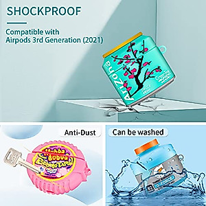 (3Pack) Food Airpod 3 Case for Airpods 3rd Gen, 3D Cartoon Airpods 3 Cover Funny Cute Silicone Protective Case for Airpods 3rd Generation for Girl Boys Kids (Sport Water+Green Drinks+Bubble Gum)