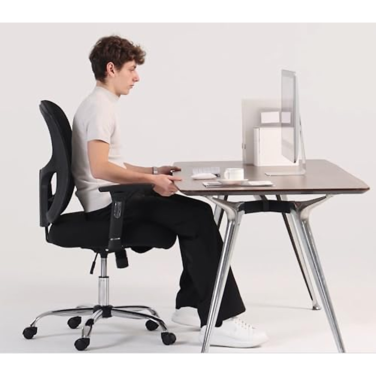 Big and Tall Office Chair 600lbs, Ergonomic Computer Desk Chair for Heavy People with 4D Adjustable Armrest and Lumbar Support, Heavy Duty Metal Base Mesh Chair with Wide Seat for Home Office