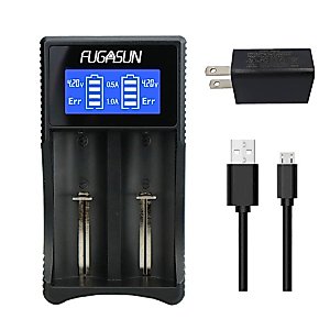 18650 Battery Charger, LCD Intelligent 18650 USB Battery Charger for Li-ion/Ni-MH/Ni-Cd 26650,22650,20700,18650,18490,18350,17670,17500,16340(RCR123),14500,10440 (USB Charger with Adapter)