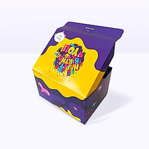 FETTIPOP Gift Box DIY (Premium Purple), Gift Box Exploding Confetti - Happy Birthday, Surprise Prank Box Pop Up 7.2x5.5x4.3 in.
