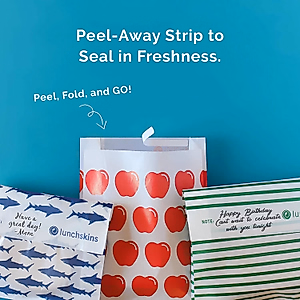 Lunchskins Paper Sandwich Bags - Sealable, Recyclable & Grease-Resistant - Disposable Snack Bags for Kids & Family - Self-Adhesive Closure for Freshness - Perfect for On-the-Go & Home Use